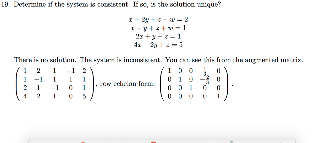 Solved Determine if the system is consistent. If so. is the | Chegg.com