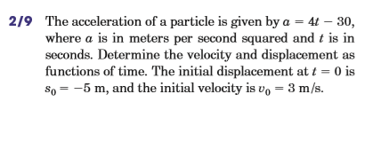 Solved The acceleration of a particle is given by a = 4t - | Chegg.com