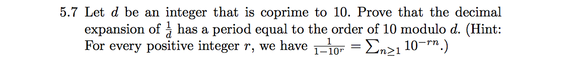 Solved Let d be an integer that is coprime to 10. Prove that | Chegg.com