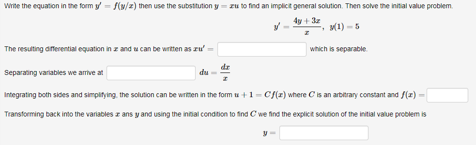 Solved Write The Equation In The Form Y F Y X Then Use The
