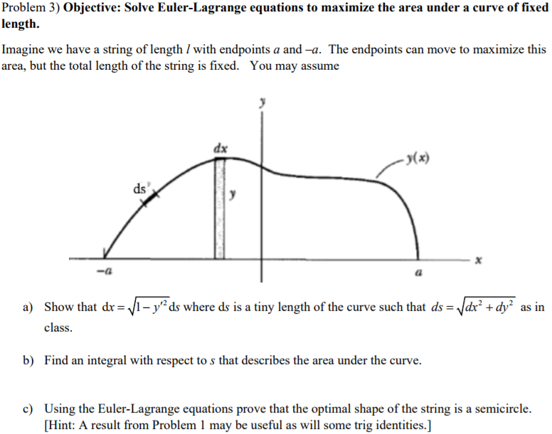 Problem 3) Objective: Solve Euler-Lagrange equations | Chegg.com