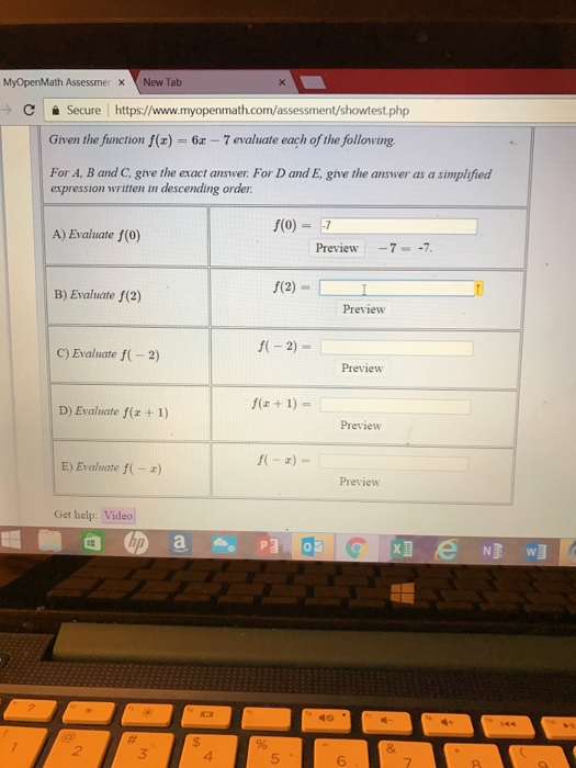 Solved My OpenMath Assessmer X New Tab C Secure | Chegg.com