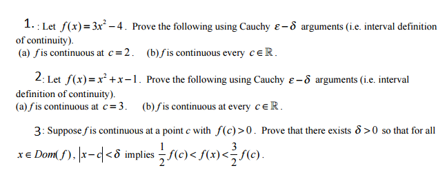 Solved Let Fx 3x2 4 Prove The Following Using Cauchy 