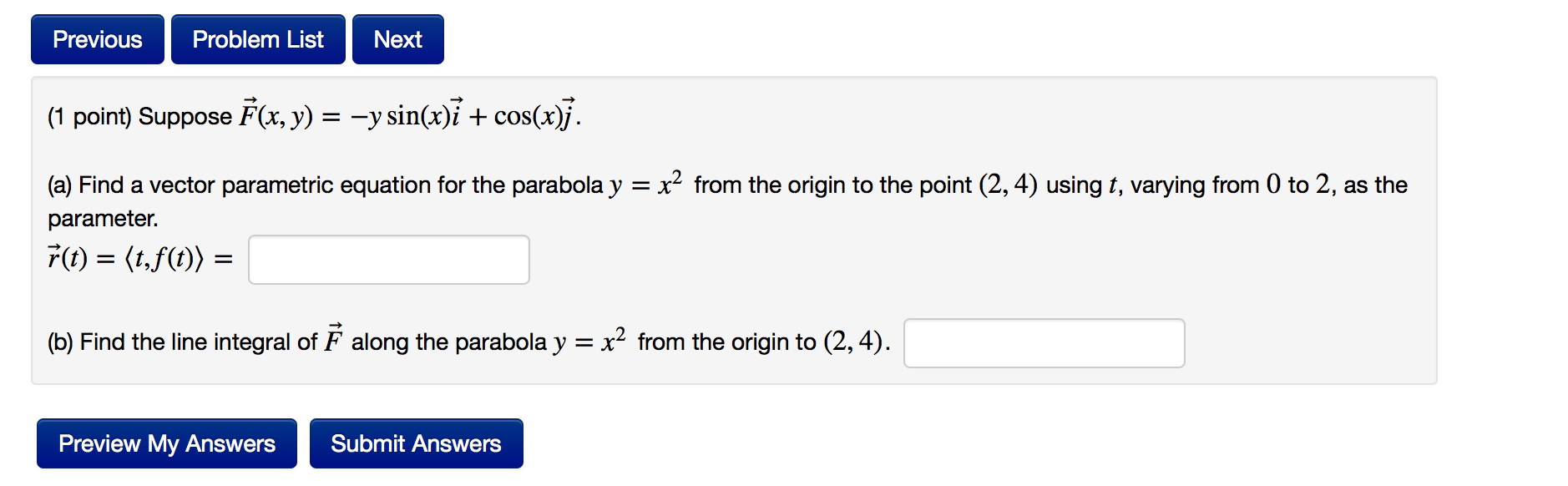 Solved Suppose F(x, y) = -y sin(x)i + cos(x)j. Find a | Chegg.com