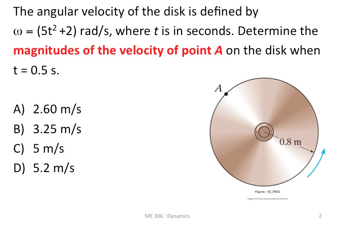 Solved The angular velocity of the disk is defined by w = | Chegg.com