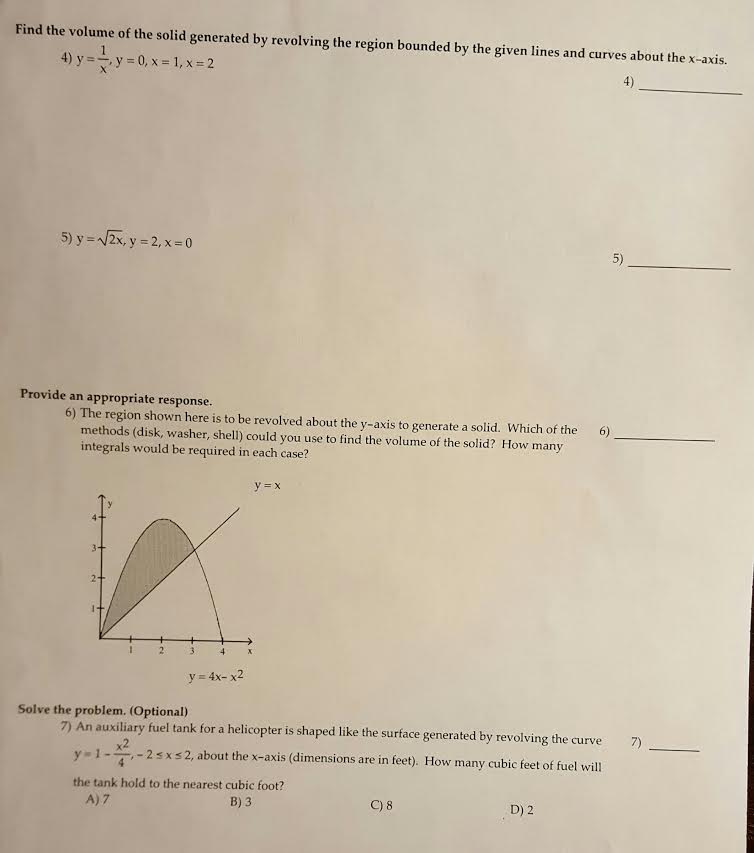 Solved Find the volume of the solid generated by revolving | Chegg.com