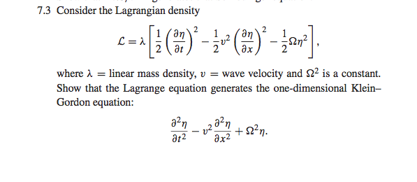 Consider the Lagrangian density where lambda = | Chegg.com