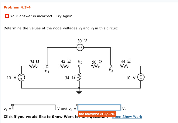 Solved Determine the values of the node voltages v1 and v2 | Chegg.com
