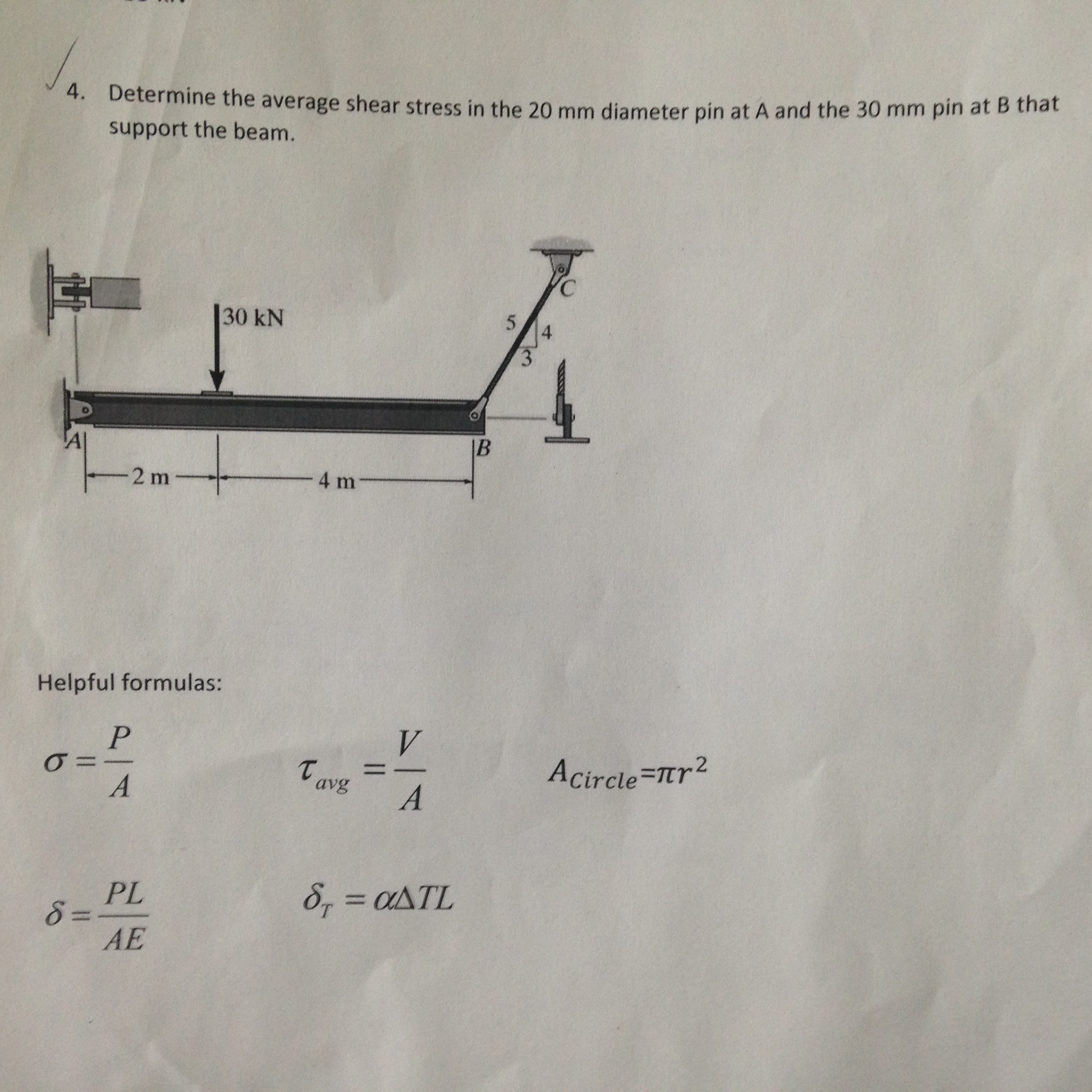 Solved Determine the average shear stress in the 20 mm | Chegg.com Solved Determine the average shear stress in the 20 mm | Chegg.com
