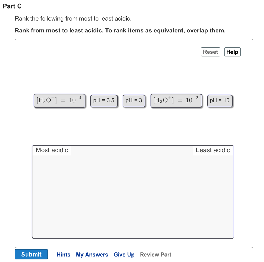 Solved Rank the following from most to least acidic. Rank | Chegg.com