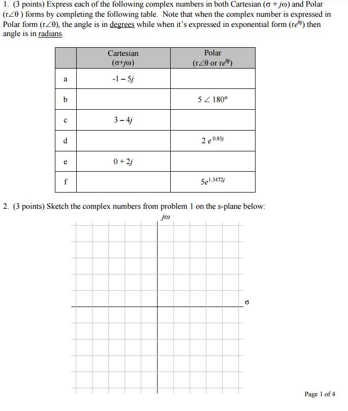 Solved Express each of the following complex numbers in both | Chegg.com