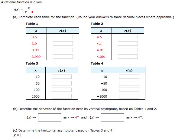 A rational function is given X-4 (a) Complete each | Chegg.com