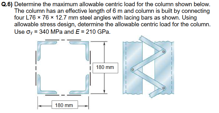 Solved Determine the maximum allowable centric load for the | Chegg.com