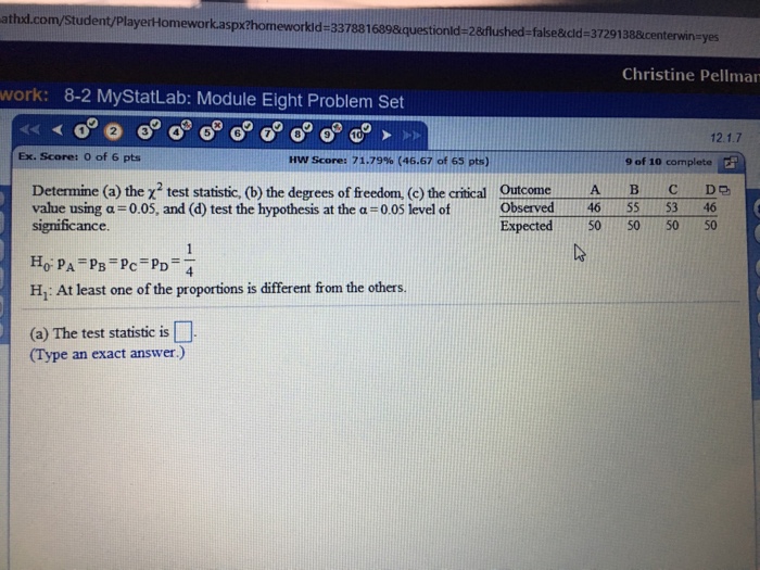Solved Determine (a) the x^2 test statistic, (b) the degrees | Chegg.com
