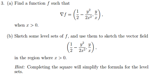 Solved Find a function f such that nabla f = (1/2 - | Chegg.com
