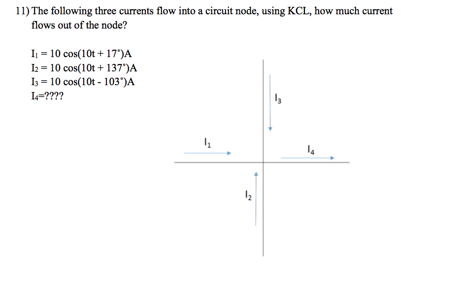 Solved 11) The following three currents flow into a circuit | Chegg.com
