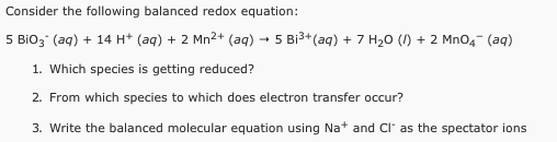 Solved Consider the following balanced redox equation: 5 | Chegg.com Solved Consider the following balanced redox equation: 5 | Chegg.com