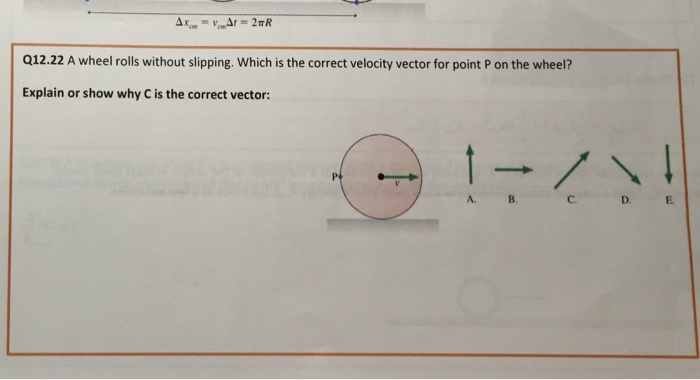 Solved A wheel rolls without slipping. Which is the correct | Chegg.com