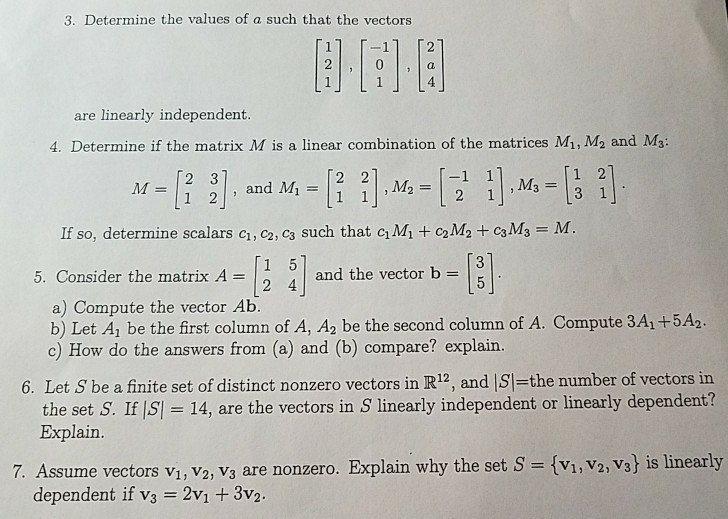 Solved 3 Determine The Values Of A Such That The Vectors 2