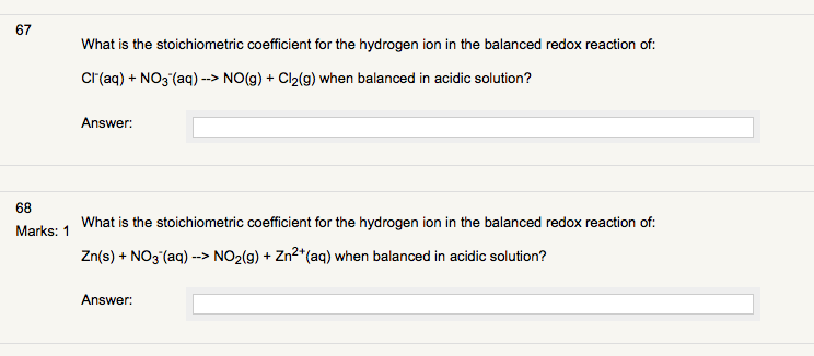 Solved What is the stoichiometric coefficient for the | Chegg.com