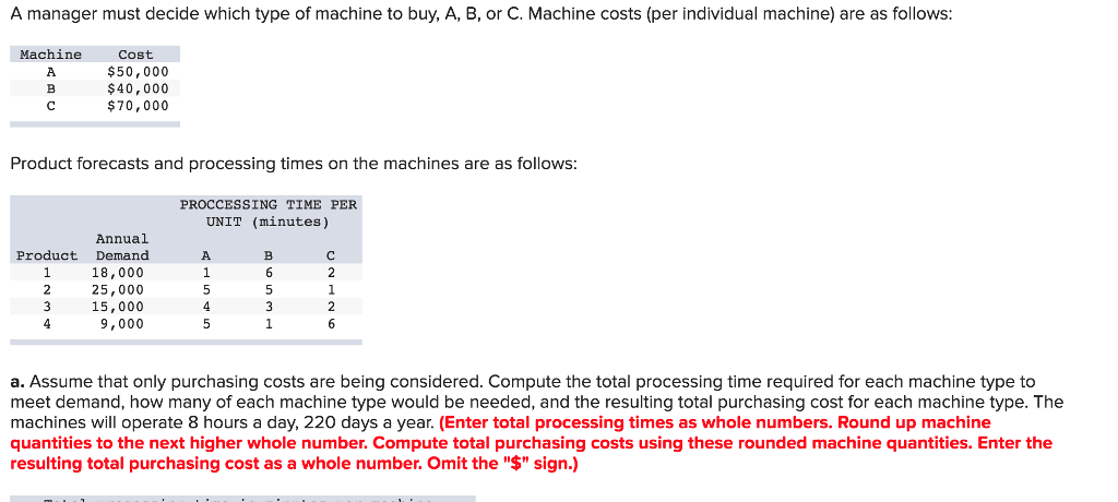 Solved A manager must decide which type of machine to buy, | Chegg.com