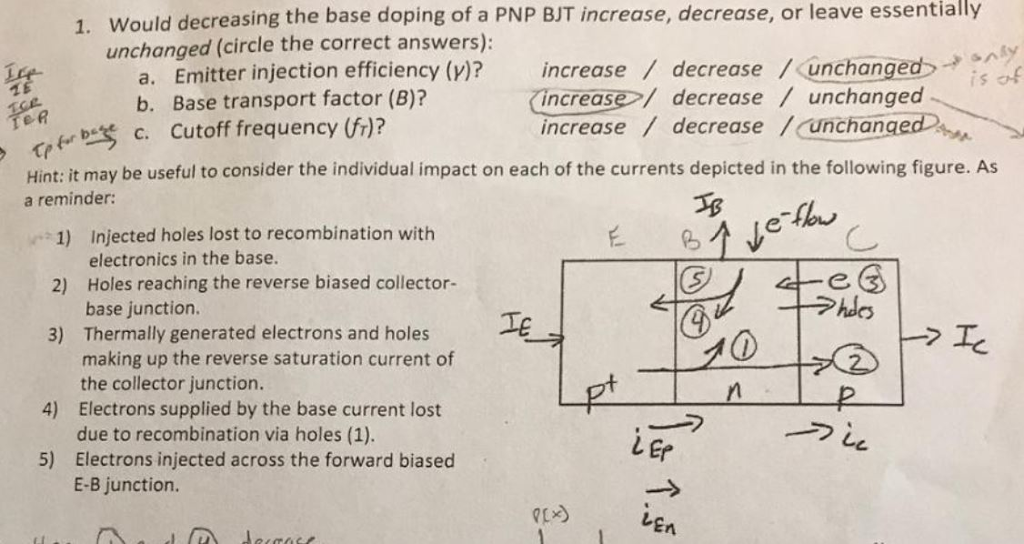 Solved Would decreasing the base doping of a PNP BJT | Chegg.com