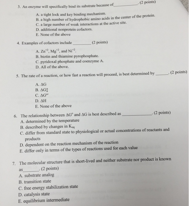 Solved An enzyme will specifically bind its substrate | Chegg.com