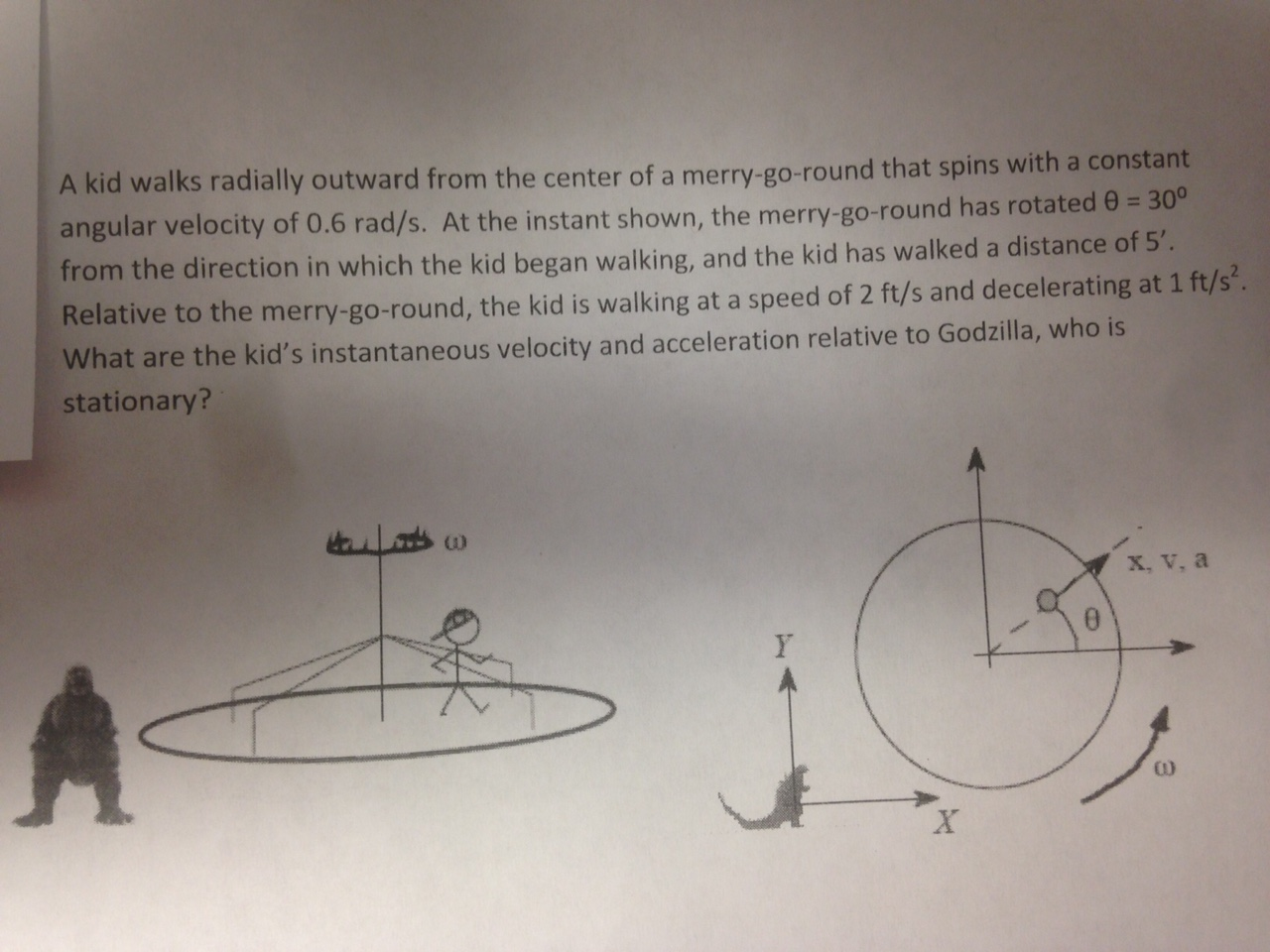 Solved A kid walks radially outward from the center of a | Chegg.com