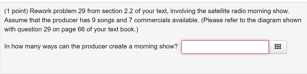 Solved (1 point) Rework problem 29 from section 2.2 of your | Chegg.com