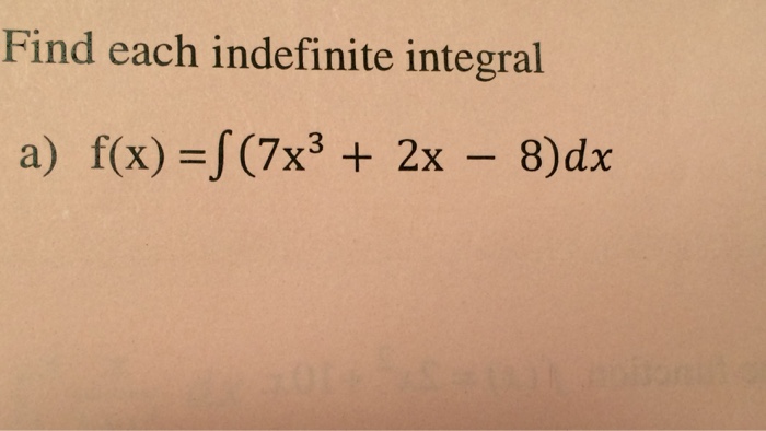 Solved Find each indefinite integral a) f(x) =integrate | Chegg.com Solved Find each indefinite integral a) f(x) =integrate | Chegg.com