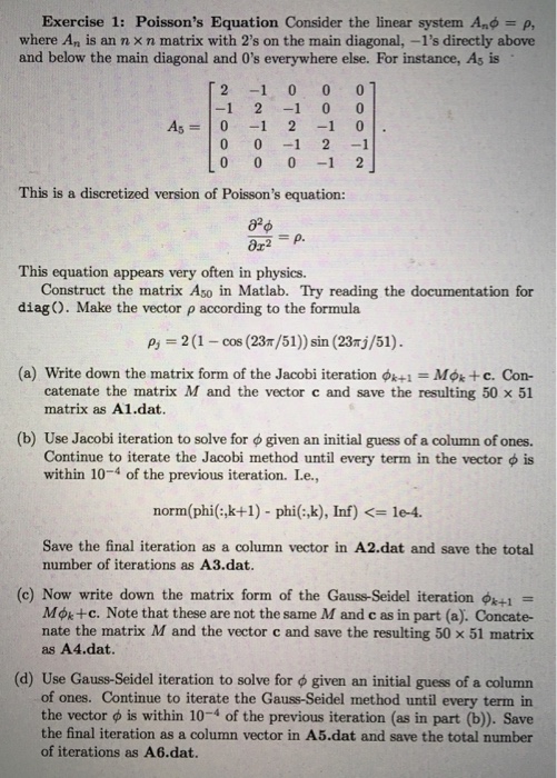 Solved Poisson's Equation Consider the linear system A_n = | Chegg.com