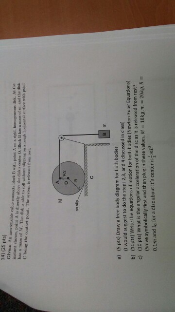 Solved 14) (25 pts) Given: An inextensible cable connects | Chegg.com