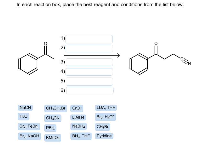 Solved In each reaction box, place the best reagent and | Chegg.com