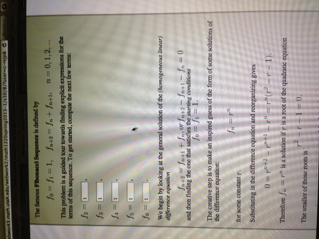 Solved The Famous Fibonacci Sequence Is Defined By F0fl