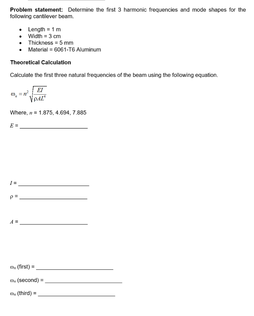Solved Determine the first 3 harmonic frequencies and mode | Chegg.com