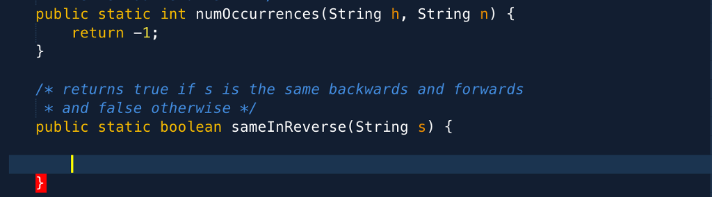 Solved /* returns true if the first, last, and middle letter | Chegg.com