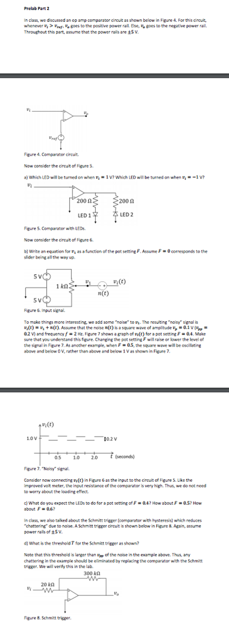 In class, we discussed an op amp comparator circuit | Chegg.com