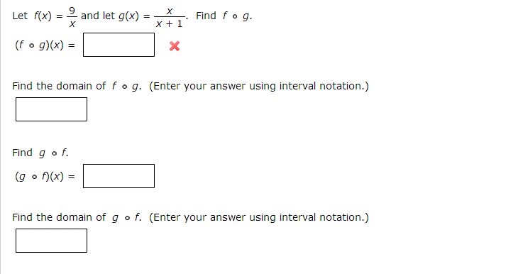 Solved Let F X 9 X And Let G X X 1 X Find F G F