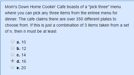 Solved Mom's Down Home Cookin' Cafe boasts of a "pick three" | Chegg.com