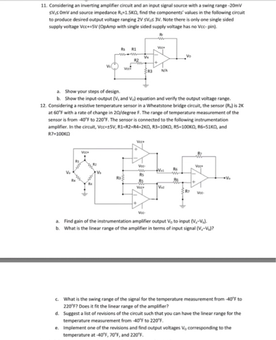 Solved Considering an inverting amplify circuit and an input | Chegg.com