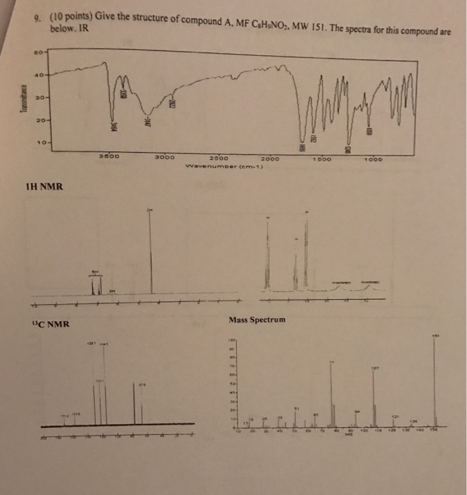 Solved Give the structure of compound A, MF C_8H_9NO_2, MW | Chegg.com