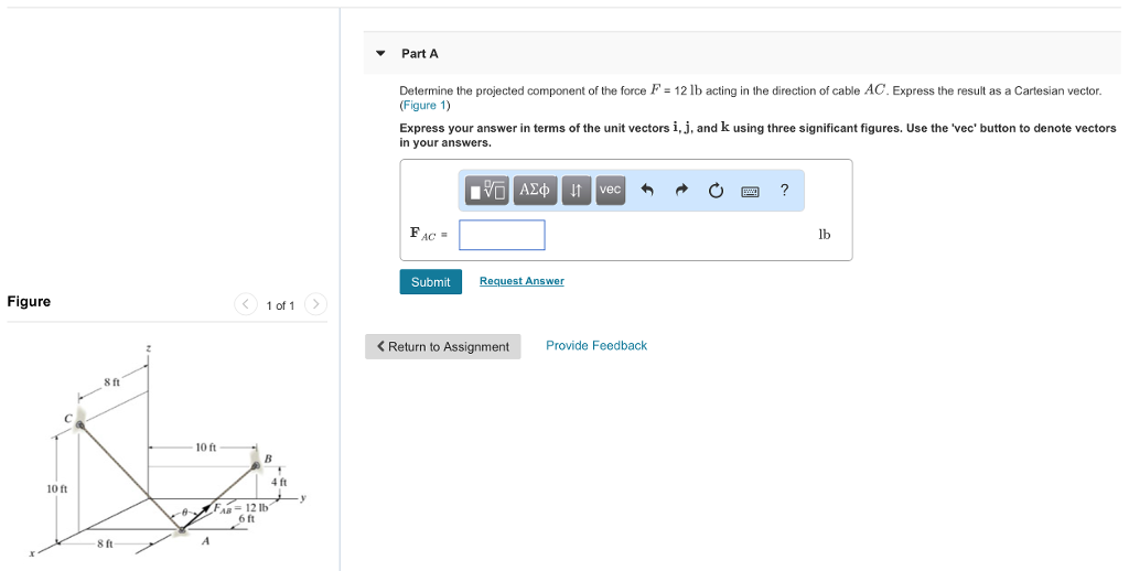 Solved Part A Determine the projected component of the | Chegg.com