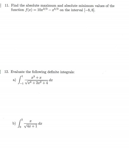 Solved Find the absolute maximum and absolute minimum value | Chegg.com