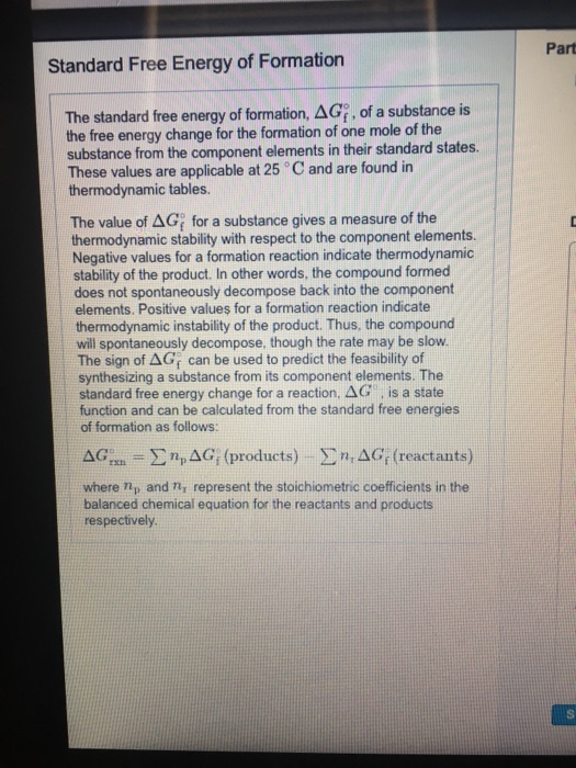 Solved Standard Free Energy of Formation standard free | Chegg.com