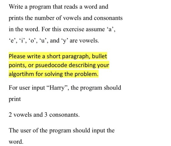 Solved Write a program that reads a word and prints the | Chegg.com