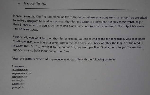 Solved . Practice file I/O. Please download the file named | Chegg.com