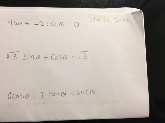 Solved Please help solving for theta for these three | Chegg.com