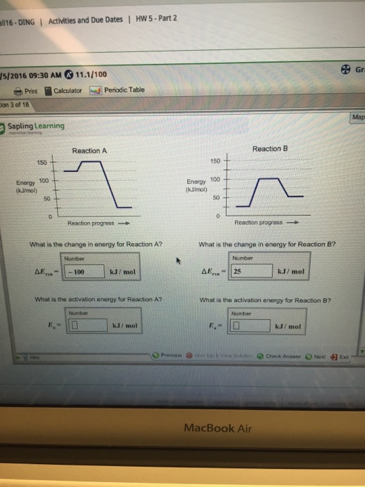 Solved What is the change in energy for Reaction A? delta | Chegg.com