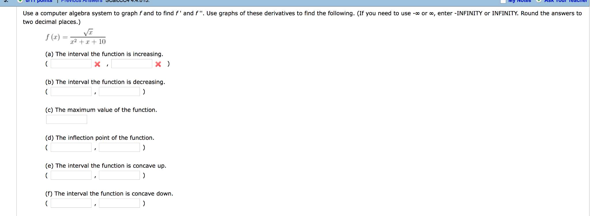 Solved Use a computer algebra system to graph f and to find | Chegg.com