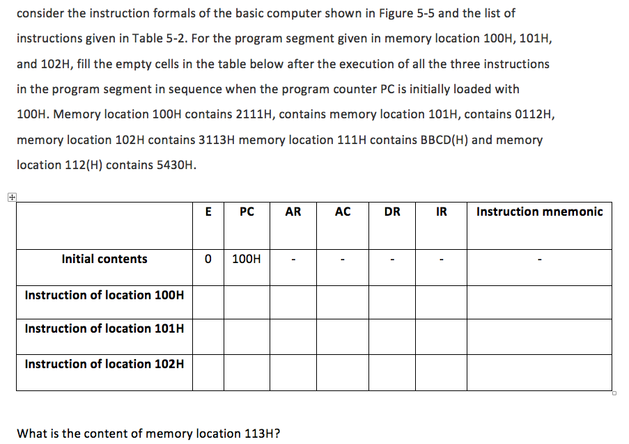 Consider The Instruction Formals Of The Basic